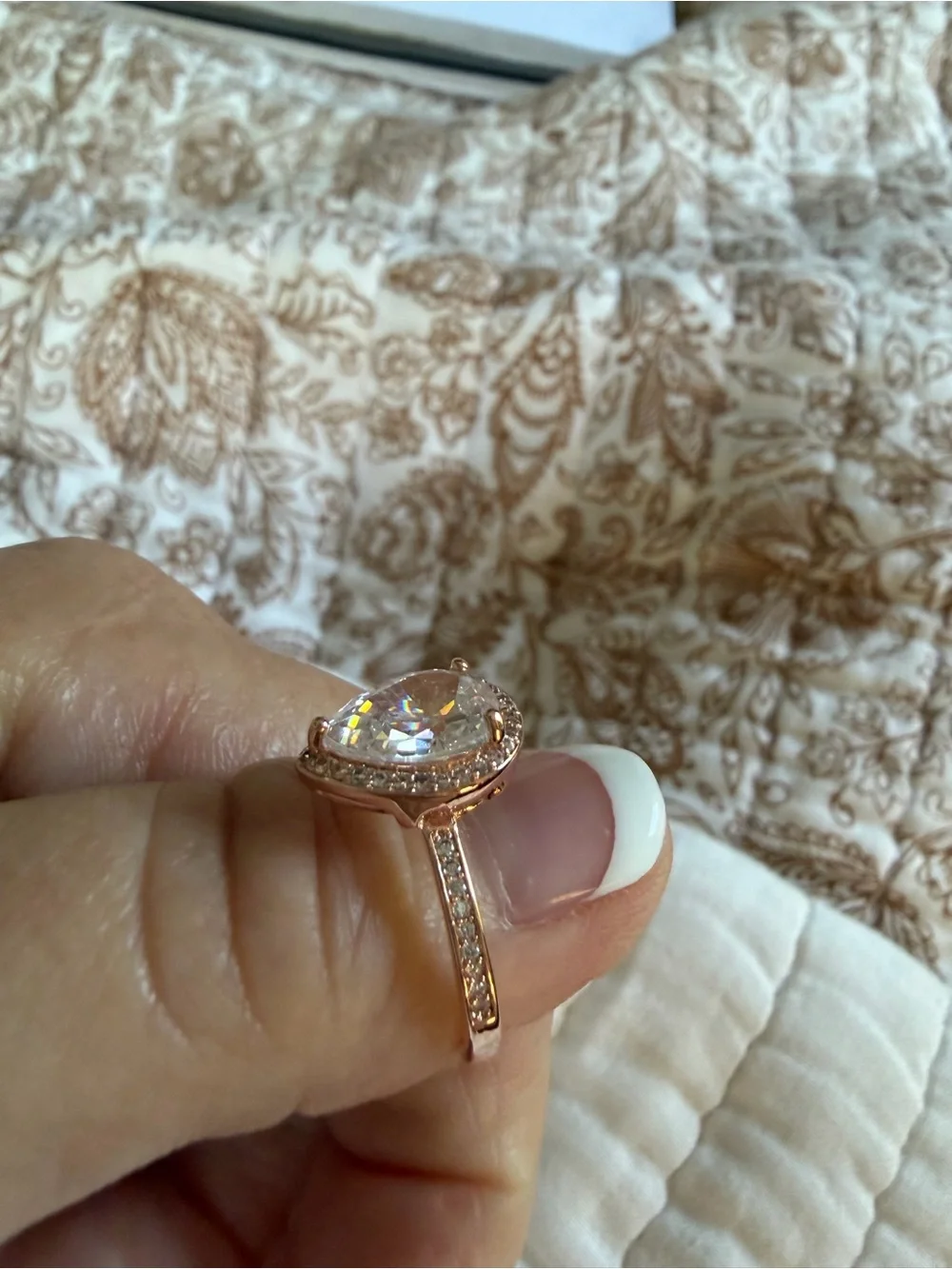 Pandora | Jewelry | Pandora Rose Gold Pear Halo Ring With Clear Stone ...